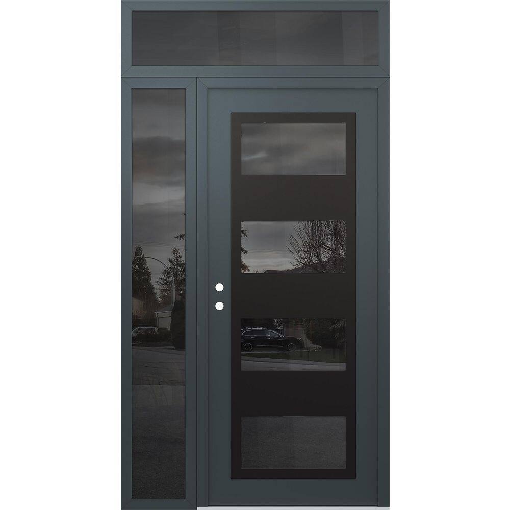 Tessari Doors C2 48 in. x 96 in. Black P Right-Hand/Inswing Mirrored ...