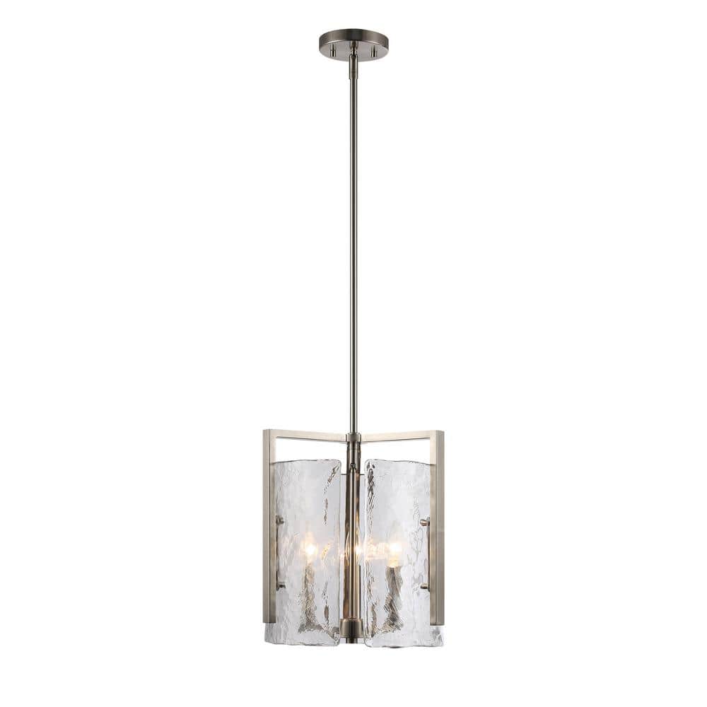 Golden Lighting Aenon 180-Watt 3-Light Pewter Pendant Light with Glass ...