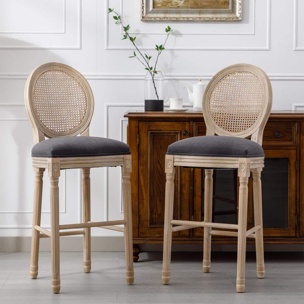 Boyel Living 46.46 in. H Dark Gray French Country Wooden Bar Stools ...