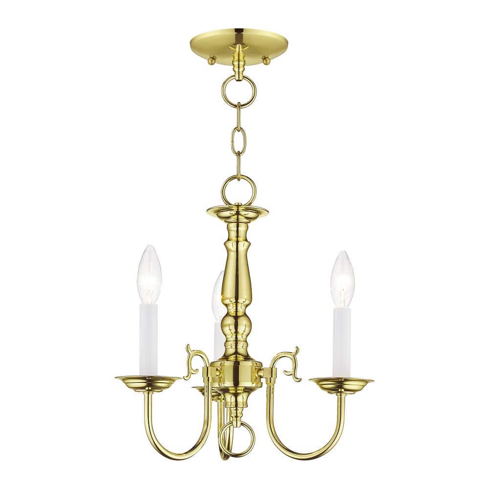 AVIANCE LIGHTING Yorkhaven 3-Light Polished Brass Mini Chandelier ...