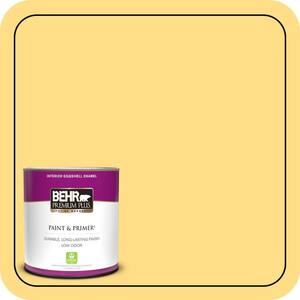 BEHR ULTRA 1 qt. #330B-5 Yellow Corn Satin Enamel Exterior Paint ...