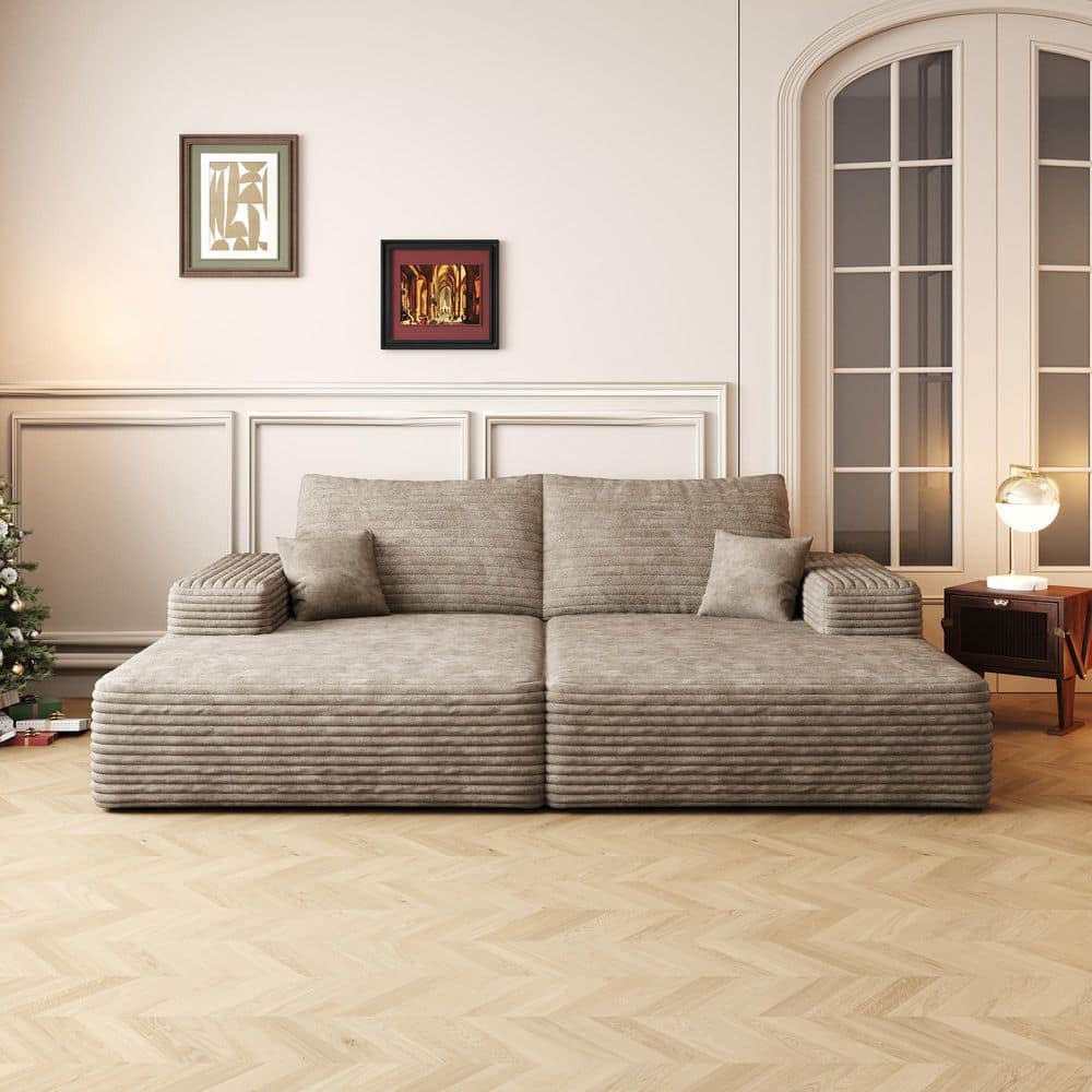 Lesly Comfort Collection 74.8 in. Square Arm 2-Piece Corduroy ...