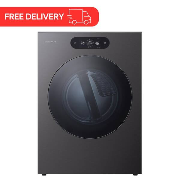LG 9 cu. ft. vented Front Load Stackable Electric Dryer in Brushed ...