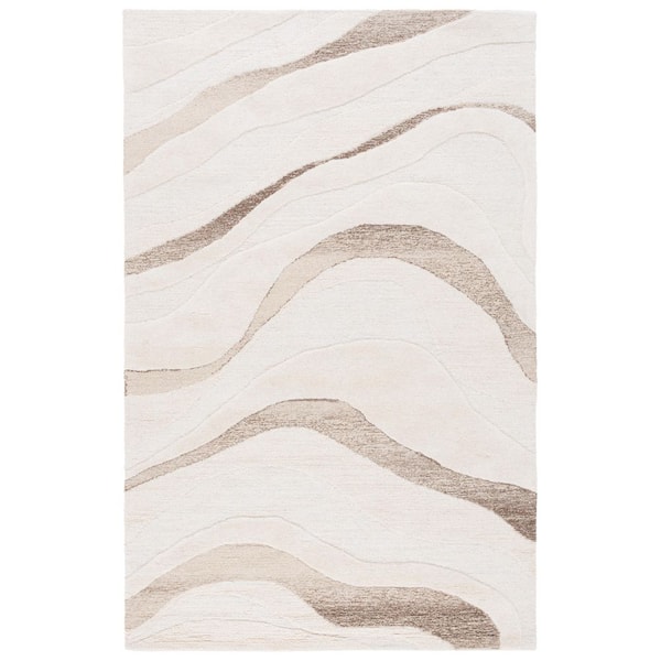 SAFAVIEH Fifth Avenue 5 ft. x 8 ft. Ivory/Beige Wavy Abstract Area Rug ...