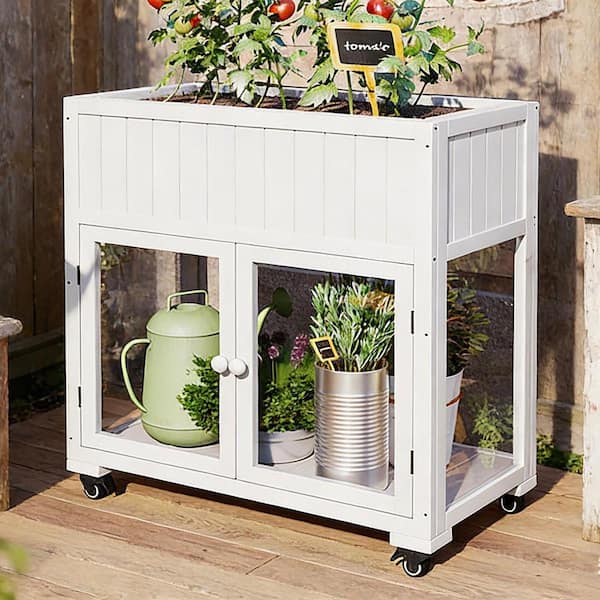 SpassWay 36 x 18 x 19 in. Large Metal Rectangular Planter, Shelves ...