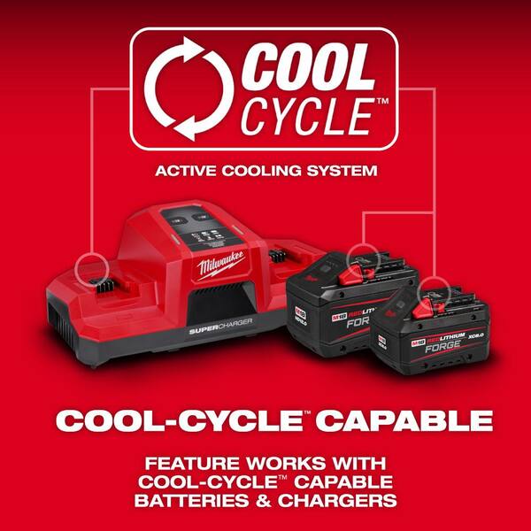 Milwaukee M18 18V Lithium Ion REDLITHIUM FORGE HD 12.0 Ah Battery Pack w M18 REDLITHIUM FORGE XC 8.0 Ah Battery Pack 48 11 1813 48 11 1881 The Home Depot