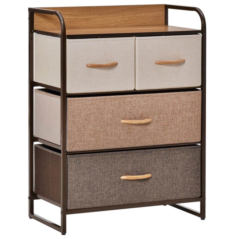 HOMCOM 22.75 in. x 11.5 in. x 31 in. 4-Drawer Dresser, Fabric Drawers ...