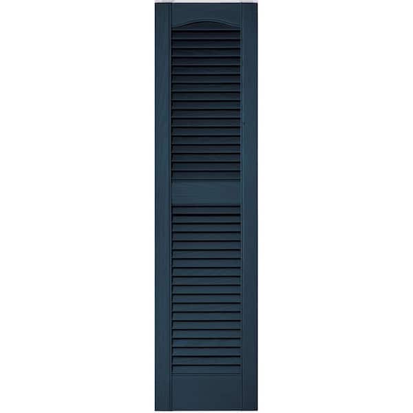 Builders Edge 12 in. x 48 in. Louvered Vinyl Exterior Shutters Pair in ...