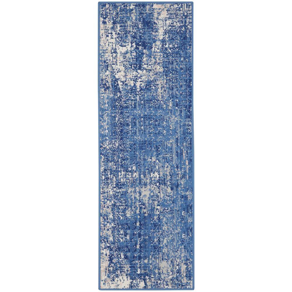 Nourison Whimsicle Blue Ivory 2 ft. x 6 ft. Abstract Kitchen Runner ...
