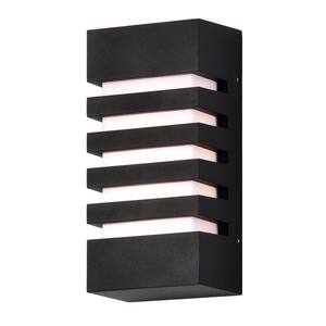 Jushua 1-Light Matte Black Outdoor Wall Lantern Sconce Aluminum and ...