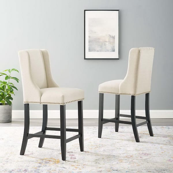 MODWAY Baron 42 in. Wood Frame Upholstered Fabric Counter Stool Set of ...