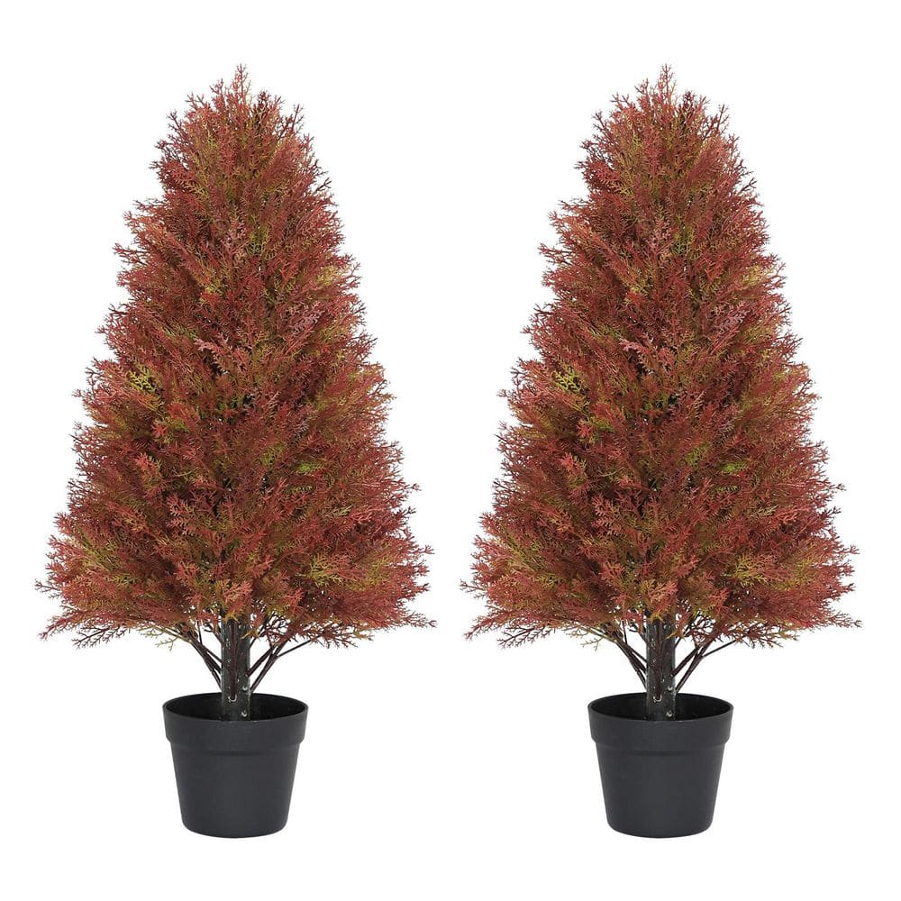 poetree 2.5 ft. Faux Cedar Tree Artificial Topiary Tree, Faux Fall ...