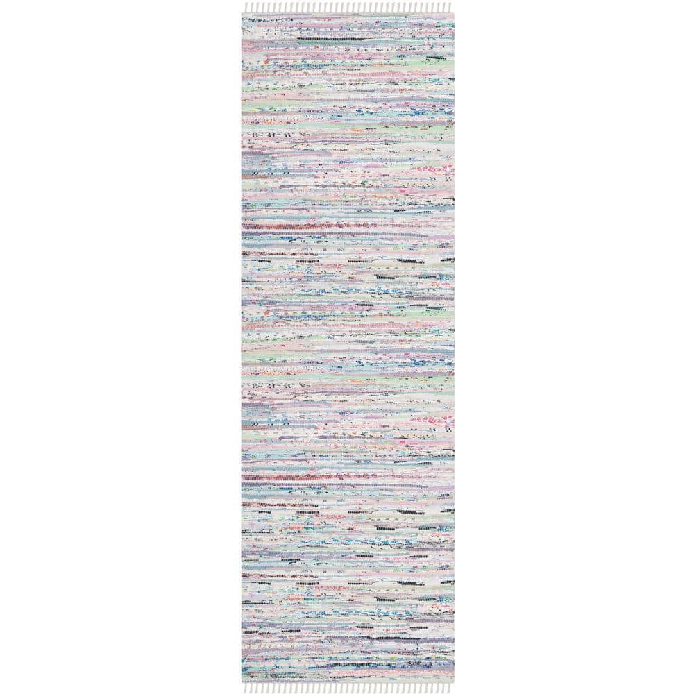 SAFAVIEH Rag Rug Light Green/Multi 2 ft. x 8 ft. Striped Runner Rug ...
