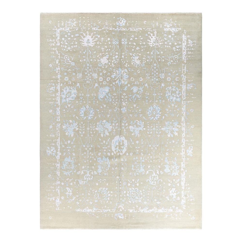 Chloe & Olivia Home Ikat Sand 9 ft. x 12 ft. Abstract Wool Indoor Area ...