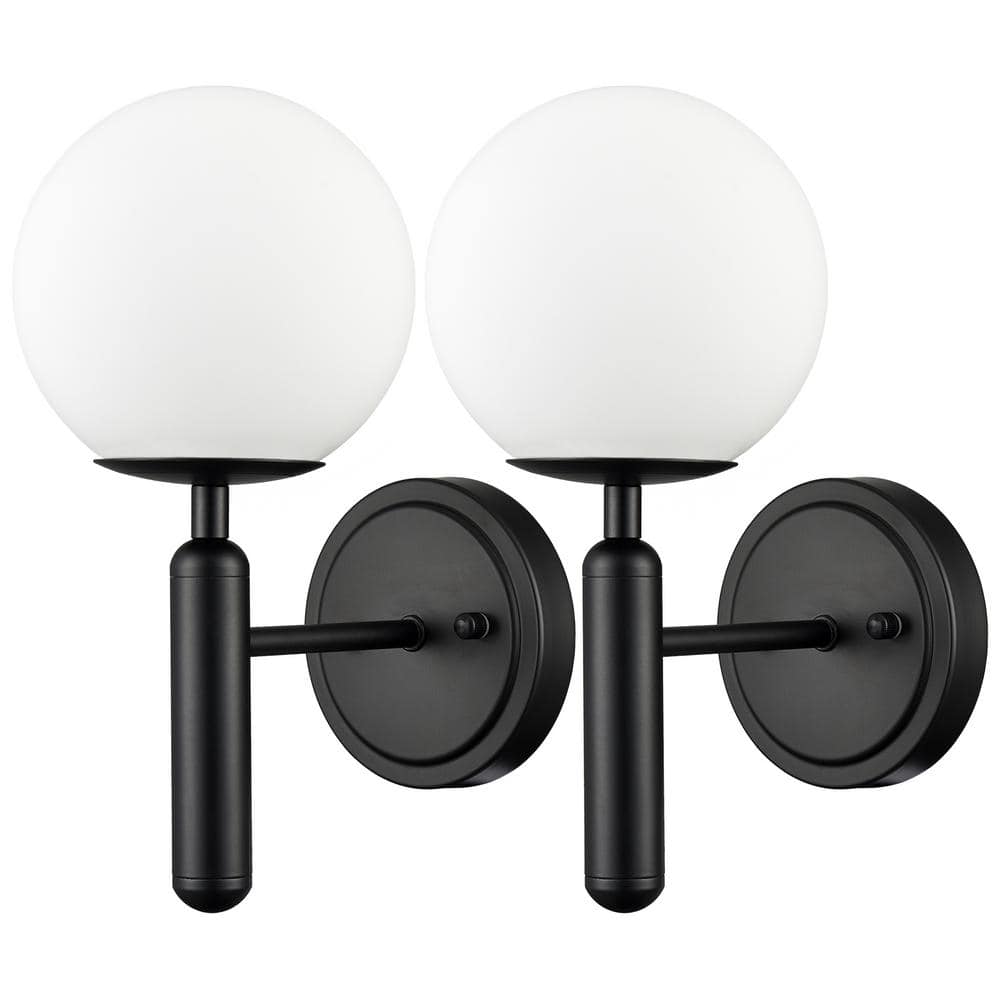 CLAXY 5.9 in. 1-Light Black Modern Wall Sconce with Standard Shade DIR ...