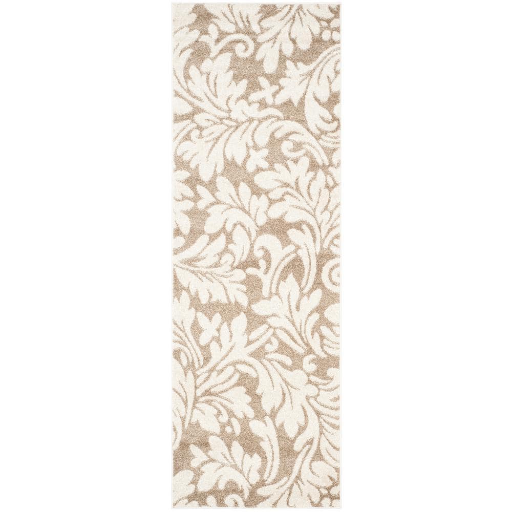 SAFAVIEH Amherst Wheat/Beige 2 ft. x 7 ft. Floral Geometric Runner Rug ...