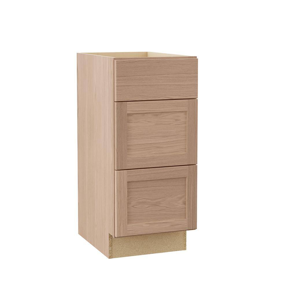Hampton Bay Sinclair 15 in. W x 21 in. D x 34.5 in. H Assembled 3-Bath Drawer Base Cabinet in ...