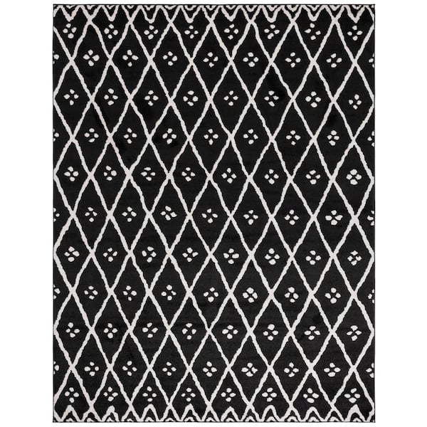 SAFAVIEH Amherst 8 ft. x 10 ft. Black/Cream Diamond Country Area Rug ...
