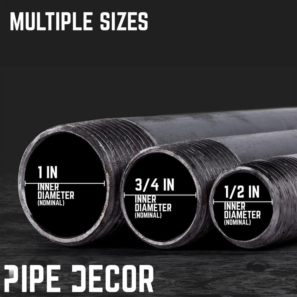 Buy 1 in. x 18 in. Black Industrial Steel Grey Plumbing Pipe (4-Pack ...