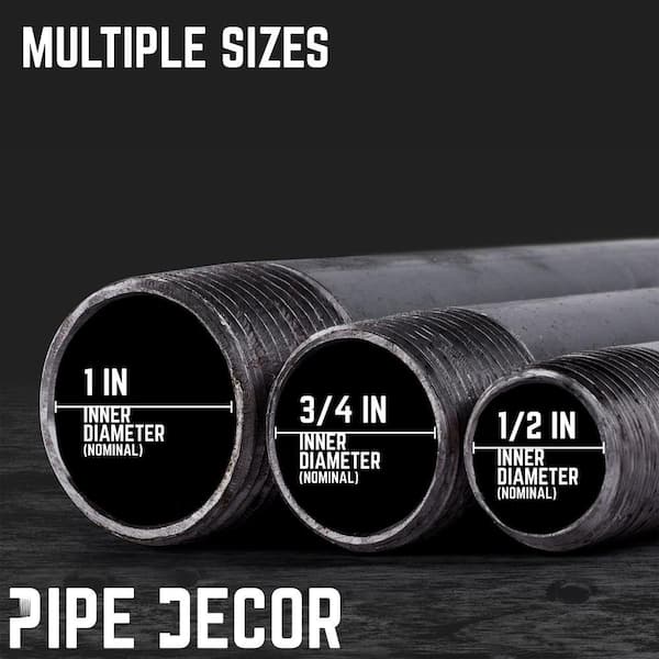 Buy 1 in. x 18 in. Black Industrial Steel Grey Plumbing Pipe (4-Pack ...