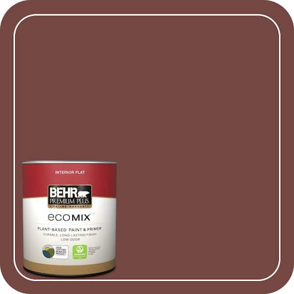 BEHR PREMIUM PLUS 1 qt. #160F-7 Burnished Mahogany Flat EcoMix Plant ...