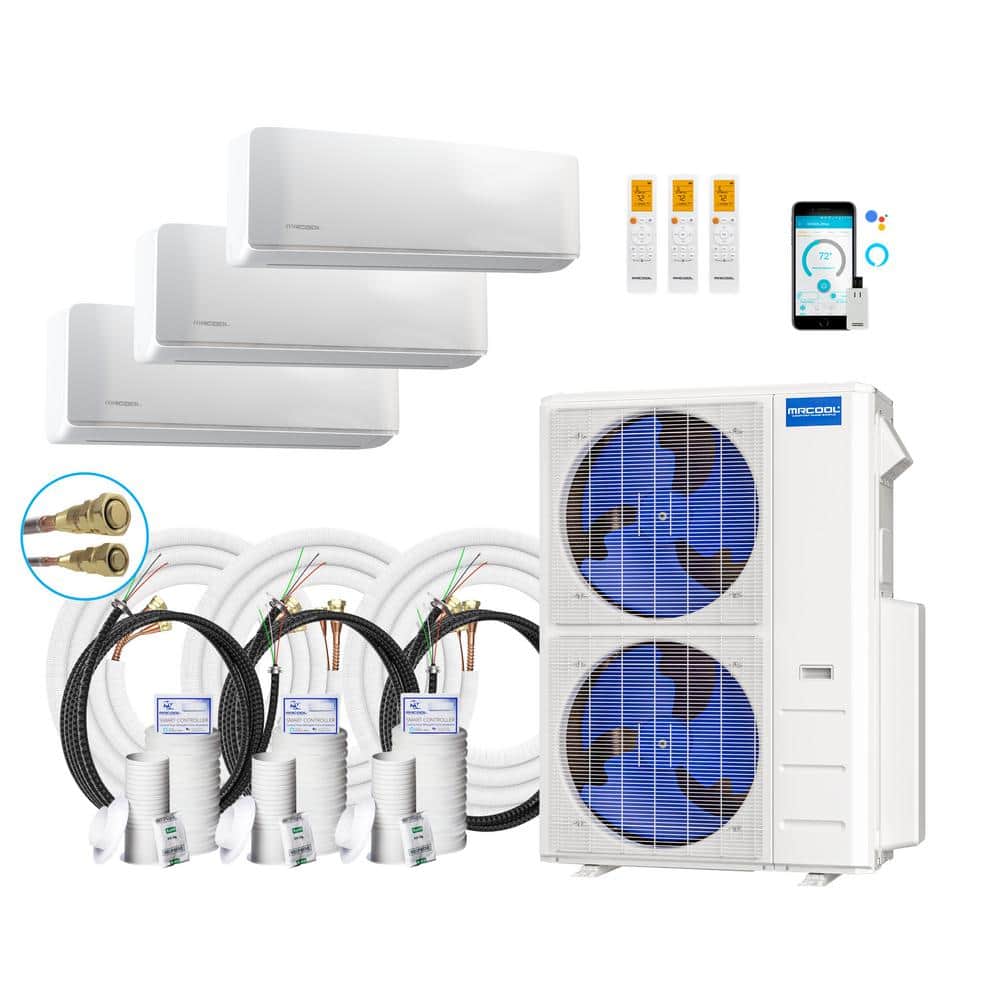 MRCOOL DIY 48,000 BTU 4-Ton 3-Zone 20.5 SEER Ductless Mini-Split AC and ...