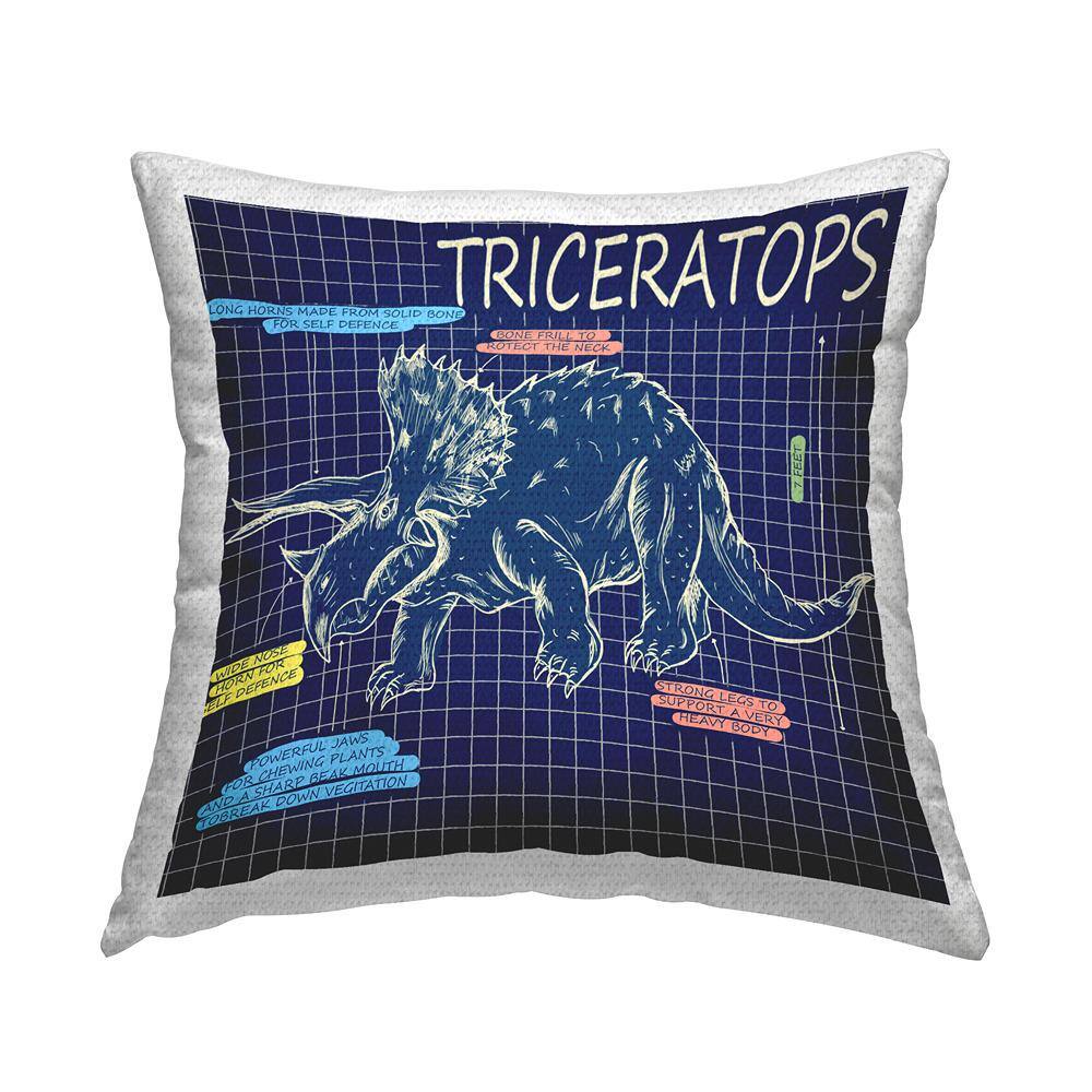 Stupell Industries Triceratops Dinosaur Blueprint Blue Square Outdoor ...