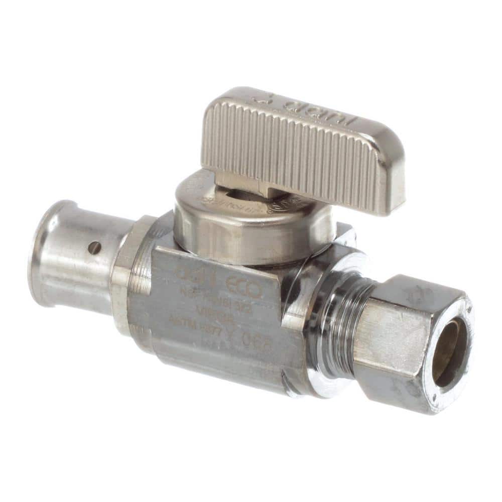 Viega PureFlow 3/8 in. Press x 1/4 in. CTS Nickel-Plated Brass Stop ...