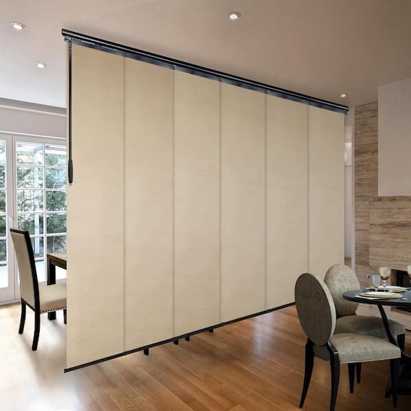 EMOH Linen 70 in. - 130 in. W x 94 in. L Adjustable 6- Panel in Black ...