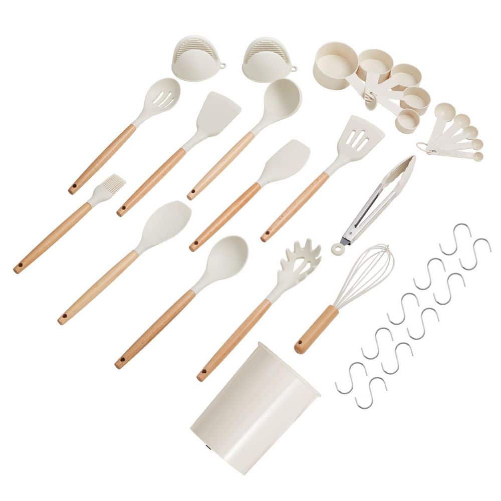 SKYSHALO Kitchen Cooking Utensils Set, 33 Pieces Silicone Spatula Set ...