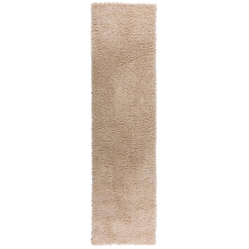 World Rug Gallery Soft Solid Cozy Shag Cream 2 ft. x 7 ft. 2 in. Indoor ...