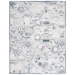SAFAVIEH Glamour Light Blue/Ivory 9 ft. x 12 ft. Border Floral Area Rug ...