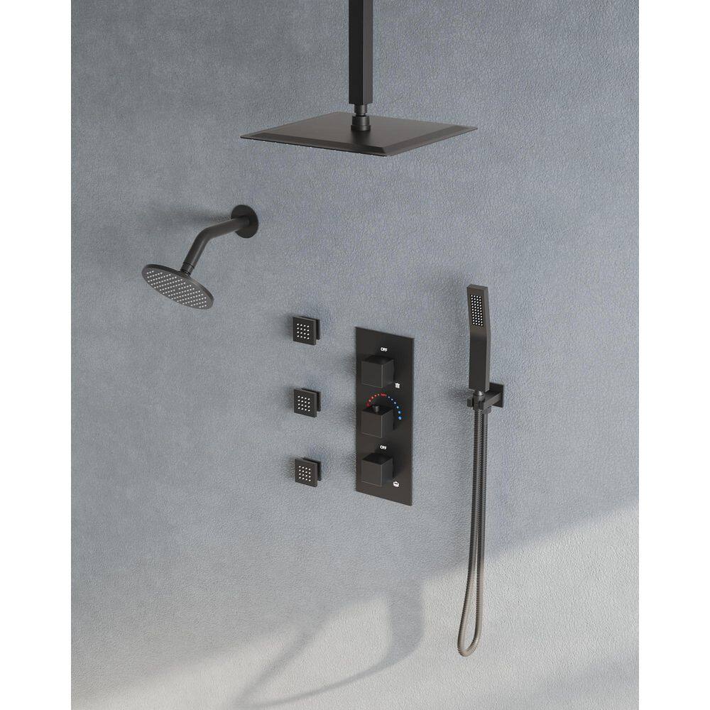 EVERSTEIN 8-Spray Patterns 12 and 6 in. Dual Shower Head 2.5 GPM ...