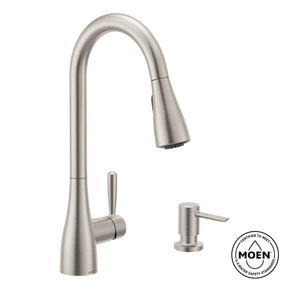 MOEN Doherty Single Handle Pull-Down Sprayer Kitchen Faucet with Power ...