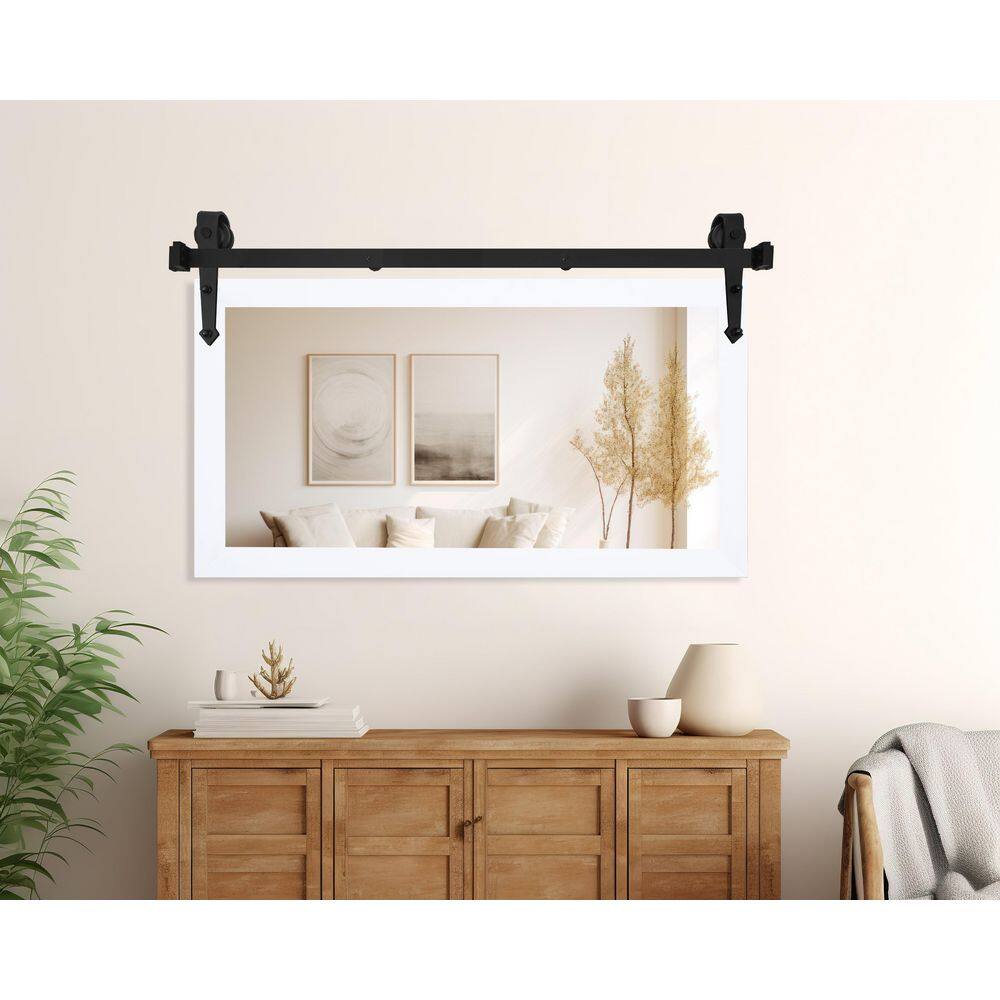 Rayne Mirrors (33 in. W x 22 in. H) White Modern Rustic Mirror with ...