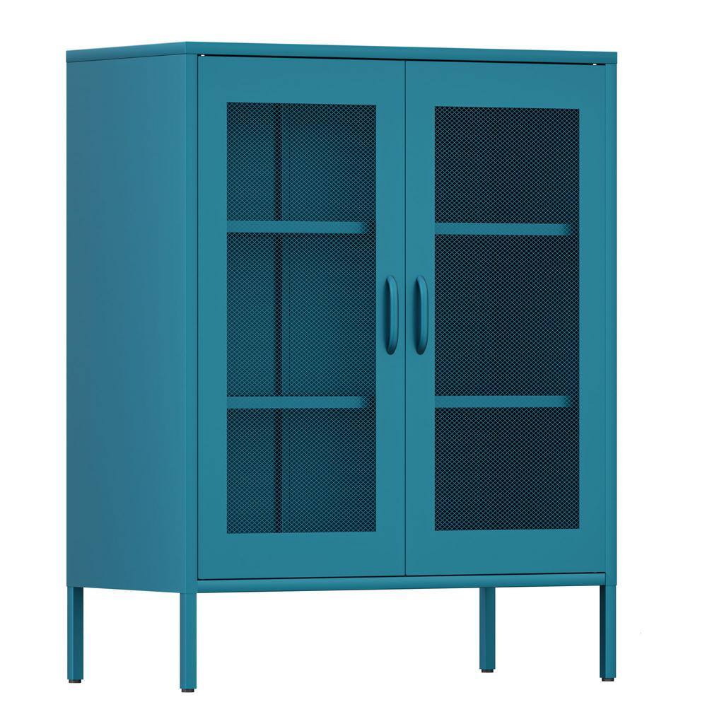 Tatayosi Blue Metal Storage Locker Cabinet, Free Standing Sideboard ...