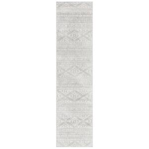 SAFAVIEH Tulum Ivory/Light Gray 2 ft. x 7 ft. Striped Tribal Geometric ...