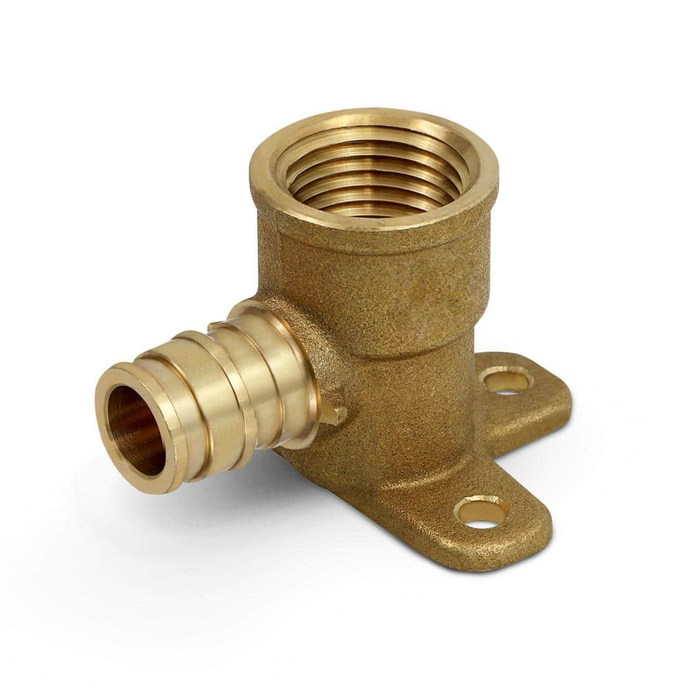 PLUMBFLEX 1/2 in. x 1/2 in. PEX A x FIP Expansion Pex Drop Ear Elbow, Lead Free Brass 90° for ...
