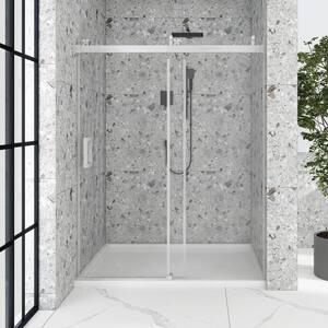 55 in. W x 74 in. H Sliding Framed Shower Door in Chrome Finish with ...