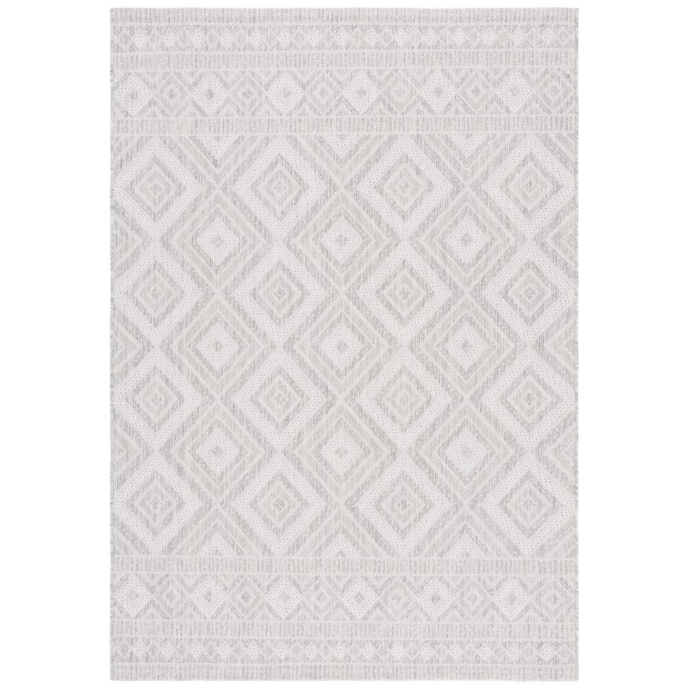 SAFAVIEH Courtyard Ivory/Light Gray 8 ft. x 10 ft. Border Diamond ...