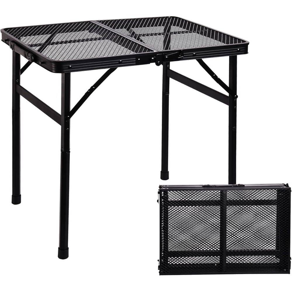Oyezvary Small Metal Folding Table Camping Grill BBQ Side Table for ...