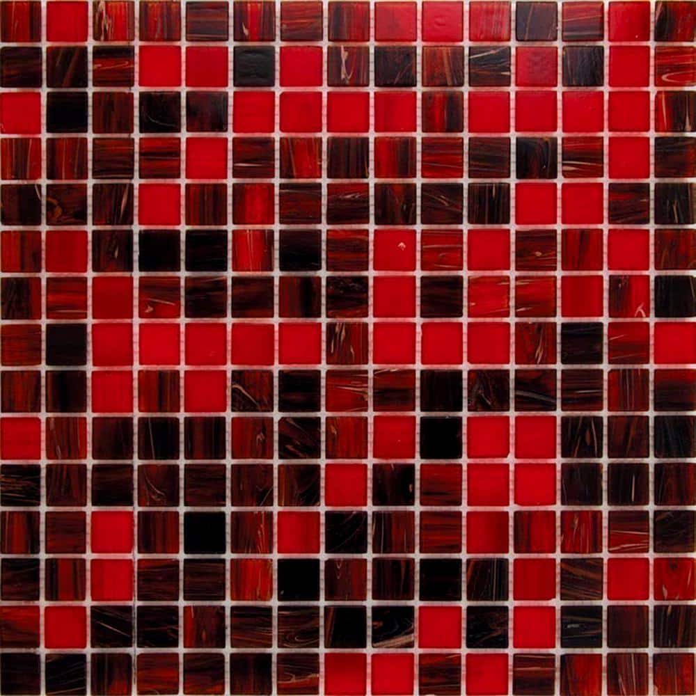 Apollo Tile Mingles 12 in. x 12 in. Glossy Berry Red Glass Mosaic Wall ...