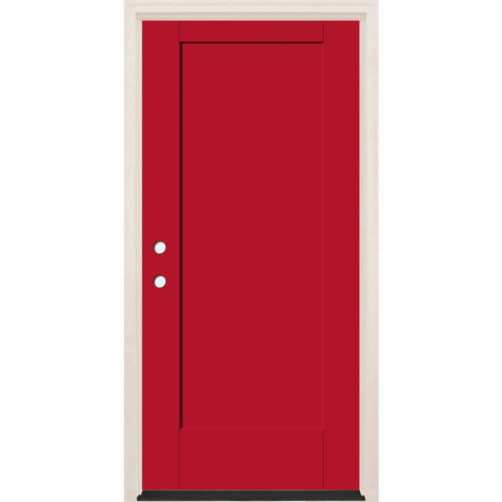 Builders Choice 32 in. x 80 in. 1 Panel Right-Hand Ruby Red Painted ...