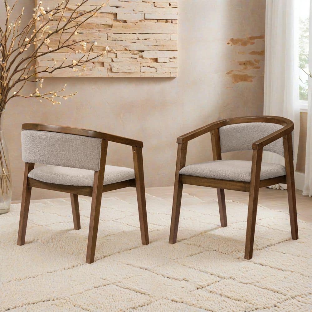 Harper & Bright Designs Walnut and Khaki Solid Wood U-shaped Dining ...