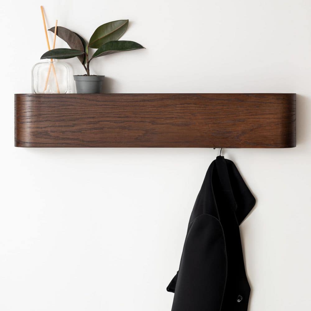 Oak/Dark Wall Coat Rack with Hidden Hooks TG-D6-03270 - The Home Depot