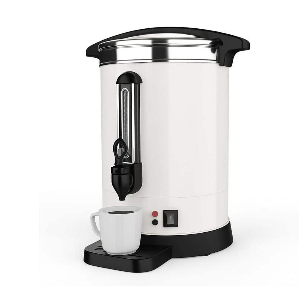 80 Cup White Stainless Steel Electric Coffee Urn and Hot Water ...