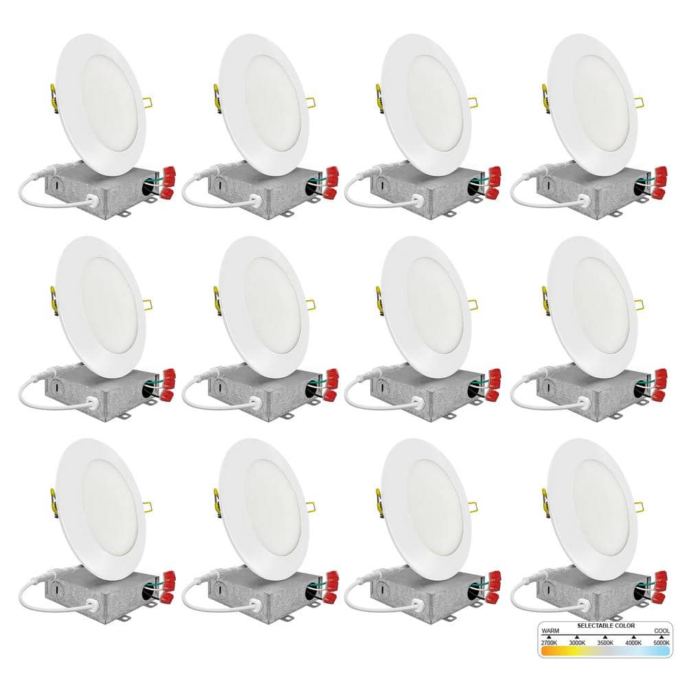 NuWatt 3 in. Slim Recessed 6-Watt LED Recessed Light Kit in White (12 ...