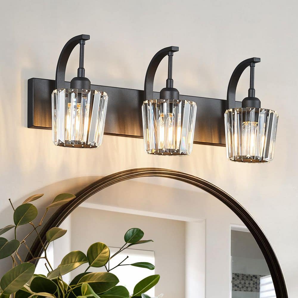 ZHLWIN Home Lighting 23.62 in. 3-Light Black Conical Vanity Lights with ...