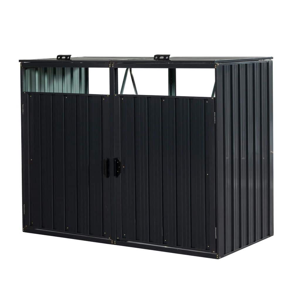63 in. W x 31 in. D x 48 in. H All-Weather Metal Trash Can Storage ...