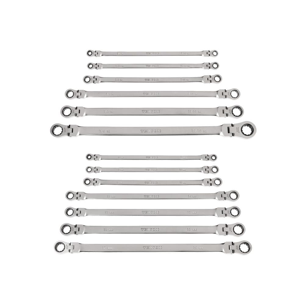 TEKTON Long Flex Head 12-Point Ratcheting Box End Wrench Set with 13 ...